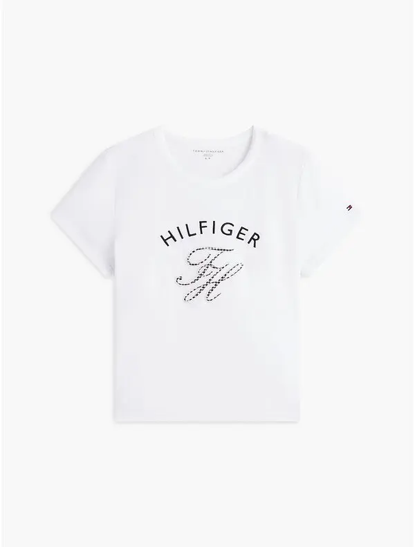 Tommy Hilfiger Gingham Script Monogram T-shirt - Ecru