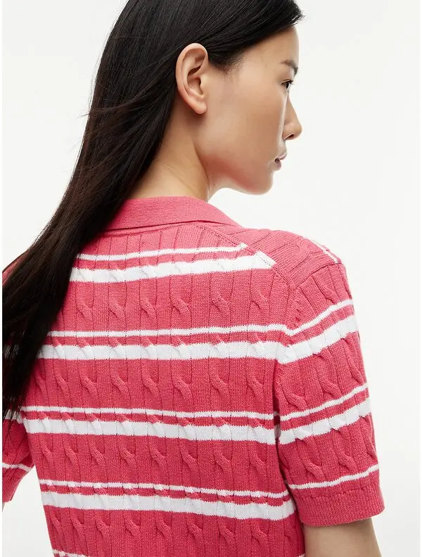 Tommy Hilfiger Striped Cable Knit Polo Sweater