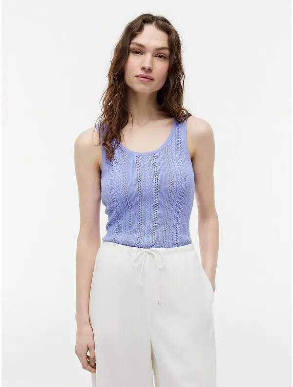 Tommy Hilfiger Mixed-knit Tank Top - Thunder Lilac