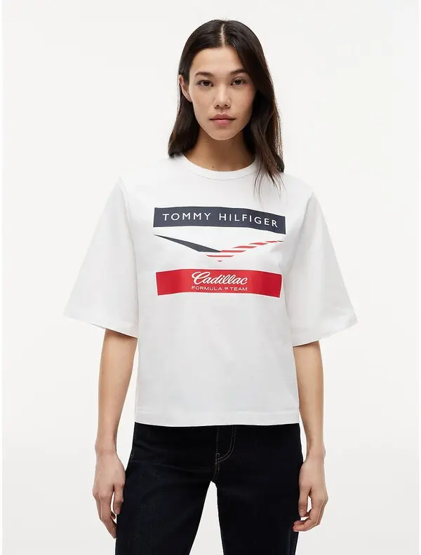 Tommy Hilfiger X Cadillac F1 Team Boxy Chevron T-shirt - White
