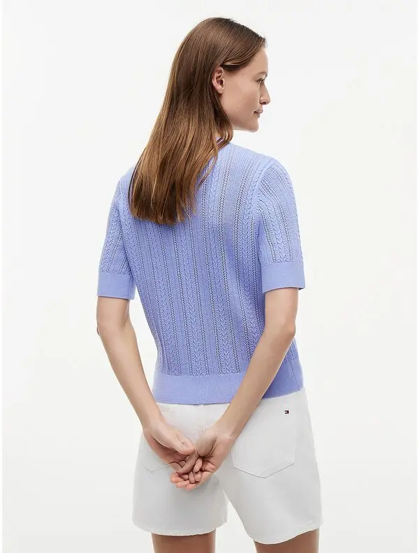 Tommy Hilfiger Short Sleeve Mixed Knit Cardigan