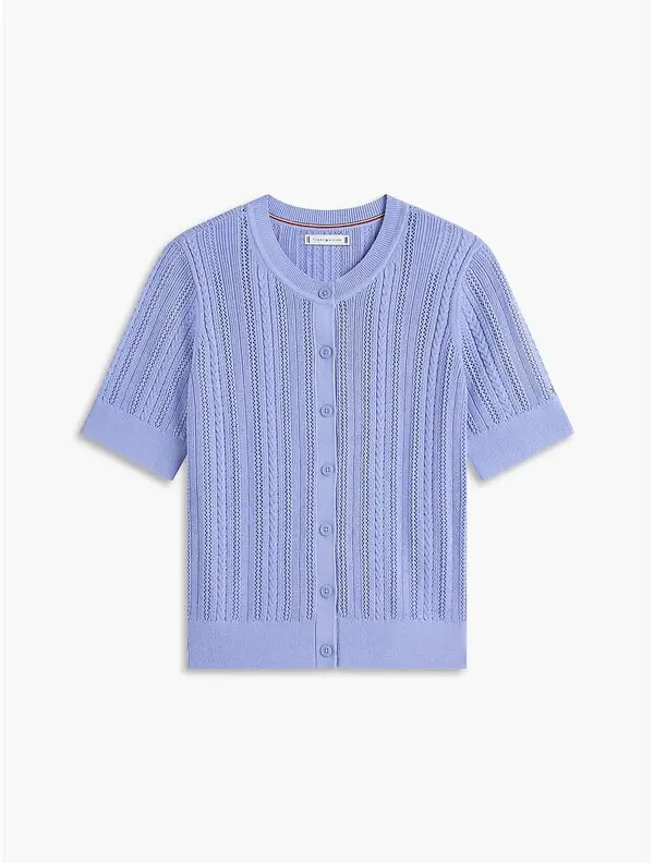 Tommy Hilfiger Short Sleeve Mixed Knit Cardigan