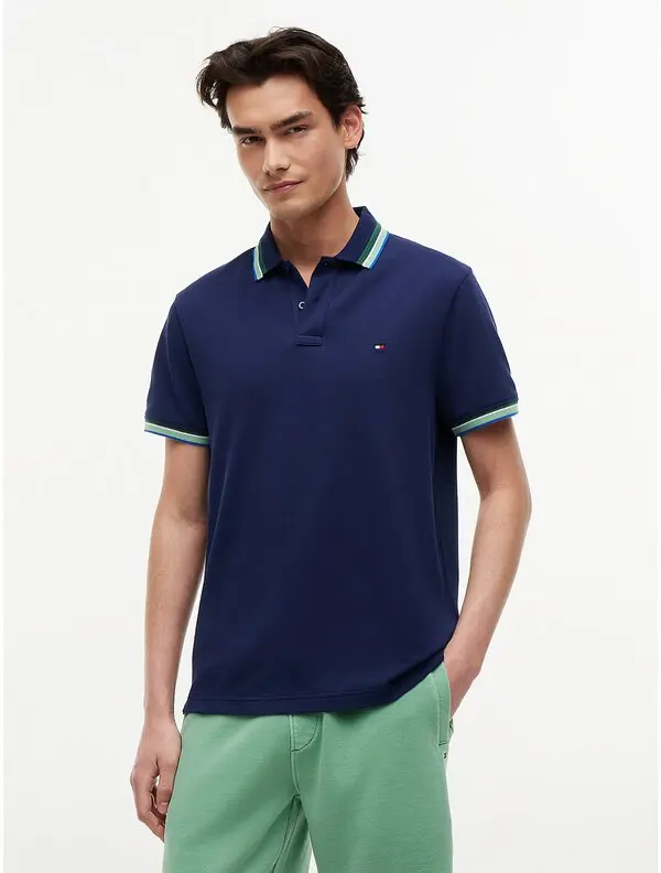 Tommy Hilfiger Regular Fit Tipped Polo - Light Navy