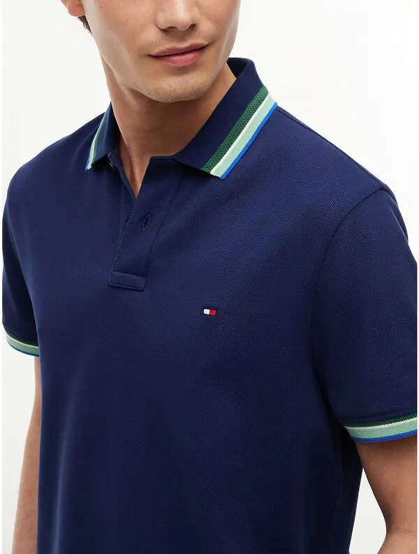 Tommy Hilfiger Regular Fit Tipped Polo - Light Navy