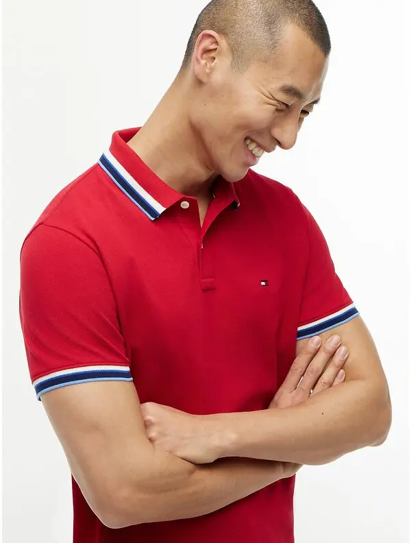 Tommy Hilfiger Regular Fit Tipped Polo - Medium Red