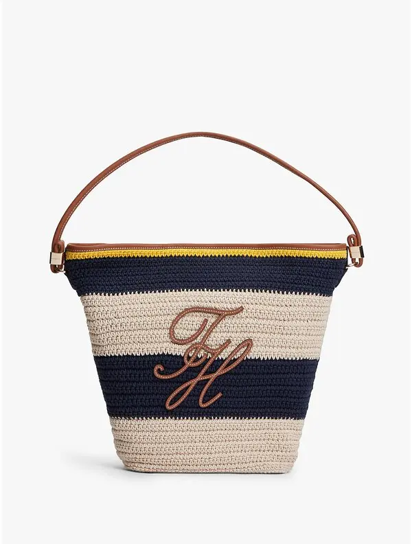 Tommy Hilfiger Nautical Striped Crochet Bucket Bag