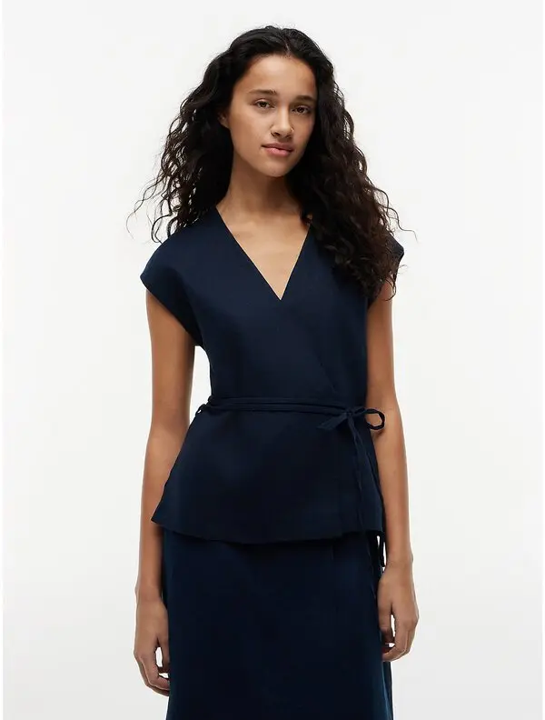 Tommy Hilfiger Sleeveless Linen-blend Wrap Top
