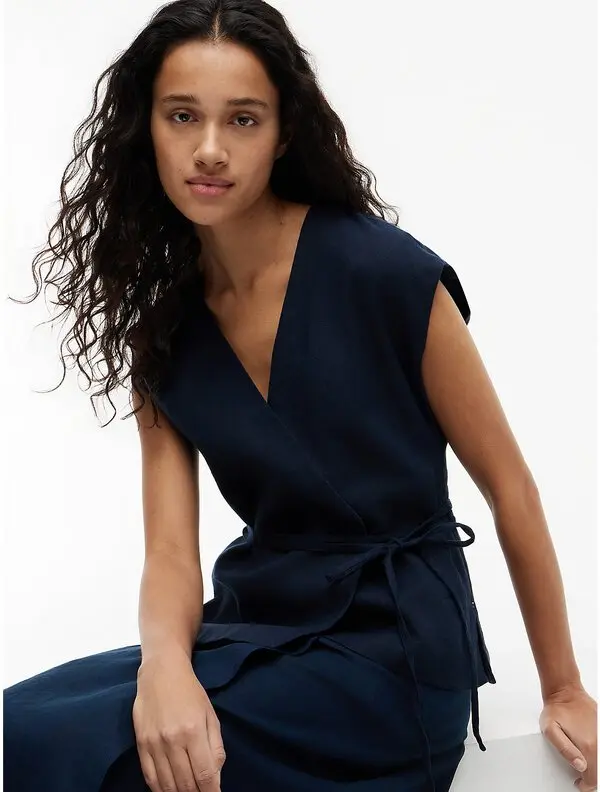 Tommy Hilfiger Sleeveless Linen-blend Wrap Top