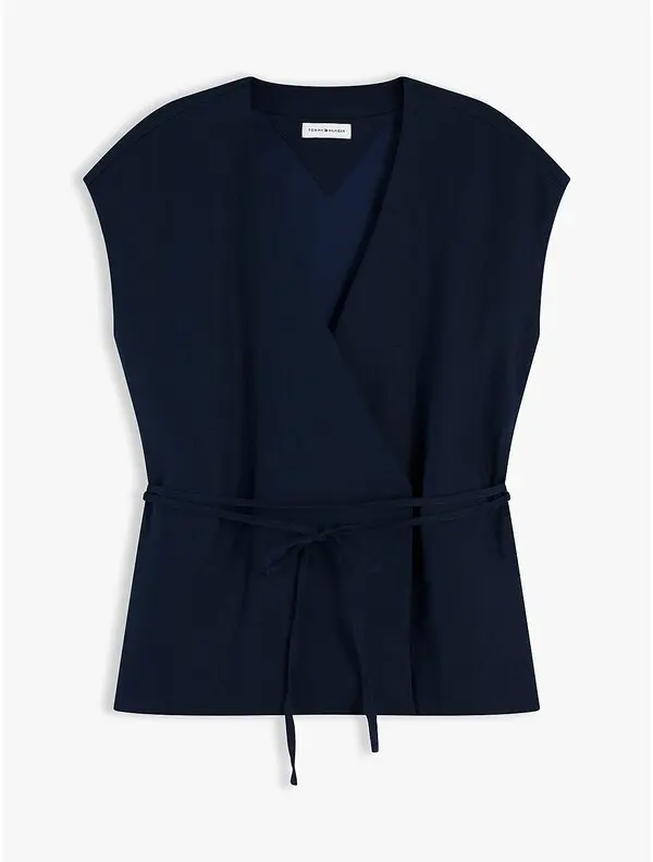 Tommy Hilfiger Sleeveless Linen-blend Wrap Top
