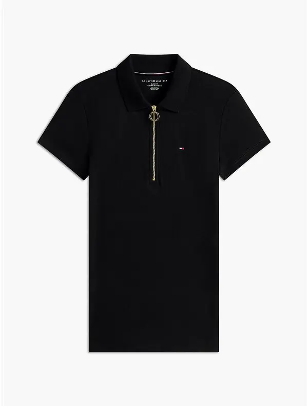 Tommy Hilfiger Slim Fit Zip Polo - Black
