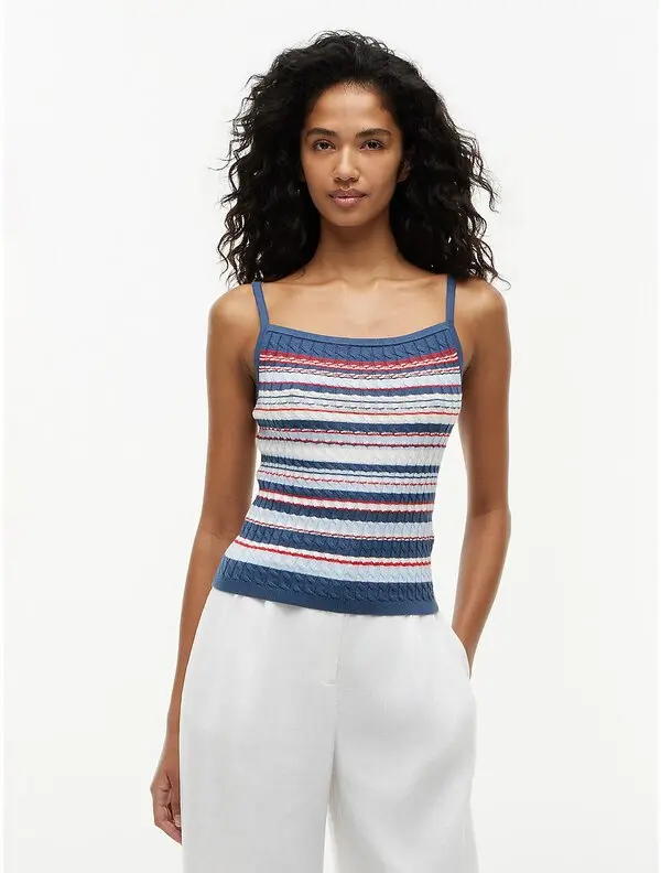 Tommy Hilfiger Striped Cable Knit Tank Top