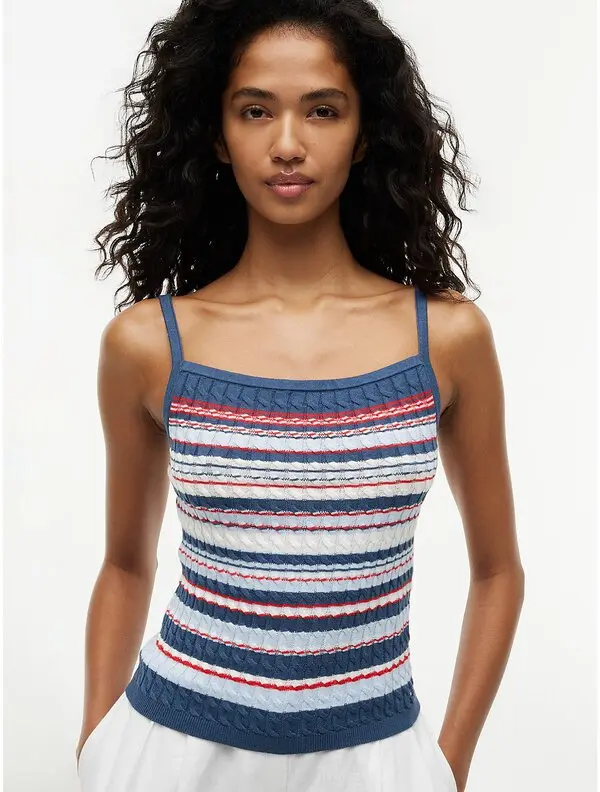 Tommy Hilfiger Striped Cable Knit Tank Top