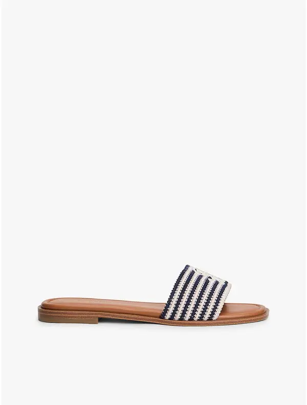 Tommy Hilfiger Script Monogram Stripe Woven Slide Sandals - Blue