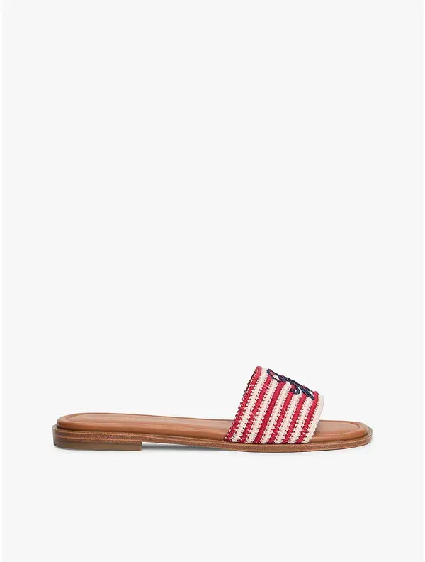 Tommy Hilfiger Script Monogram Stripe Woven Slide - Medium Red