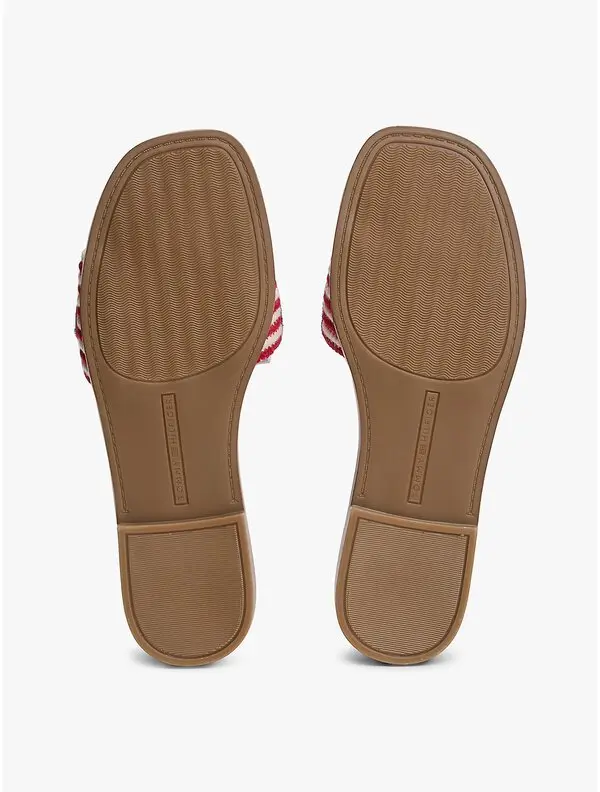 Tommy Hilfiger Script Monogram Stripe Woven Slide - Medium Red