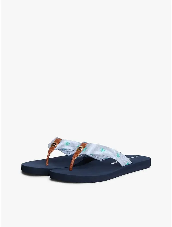 Tommy Hilfiger Embroidered Monogram Canvas Flip Flops