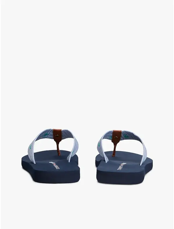 Tommy Hilfiger Embroidered Monogram Canvas Flip Flops