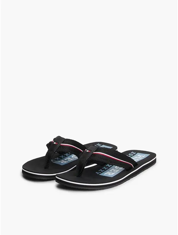 Tommy Hilfiger Signature Stripe Flip Flops - Black