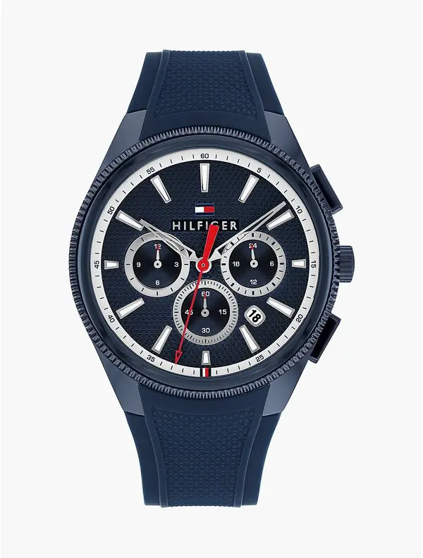 Tommy Hilfiger Dual-time Sport Watch With Silicone Strap - Blue