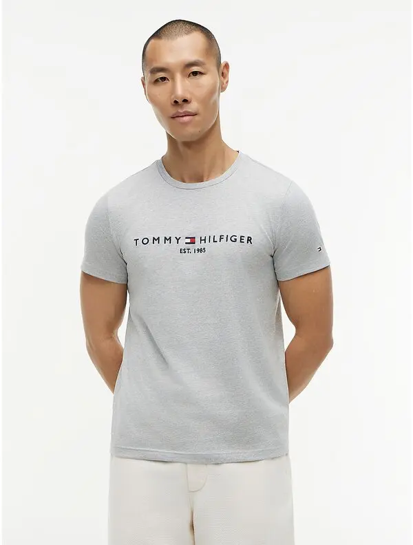 Tommy Hilfiger Embroidered Tommy Logo Slim Fit T-shirt - Cloud Heather