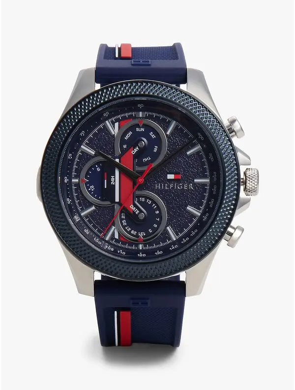 Tommy Hilfiger 46mm Sport Watch With Signature Strap - Navy