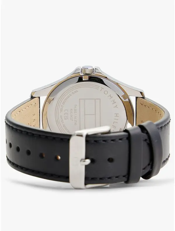 Tommy Hilfiger 43mm Stainless Steel And Leather Strap Watch