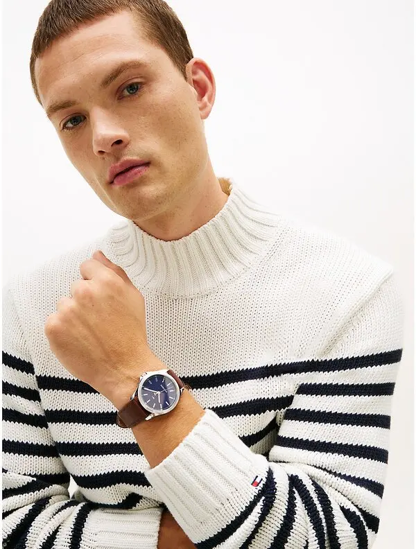 Tommy Hilfiger Leather Strap Watch - Navy