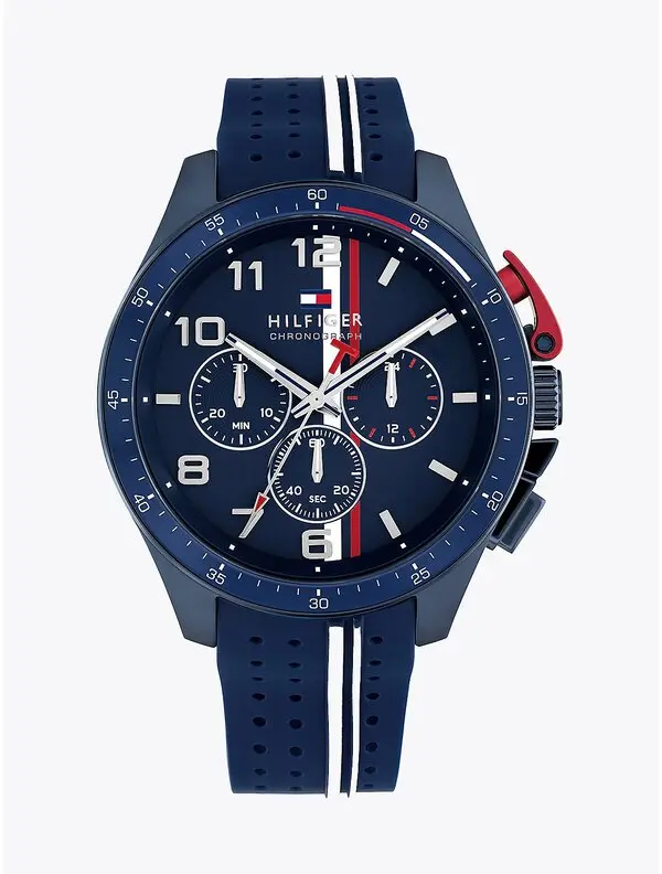Tommy Hilfiger 46mm Sport Watch With Silicone Strap - Navy