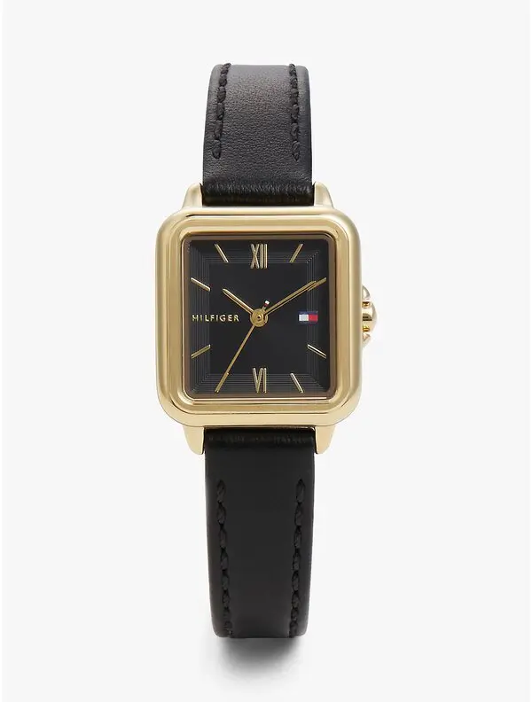 Tommy Hilfiger Leather Strap Dress Watch - Black