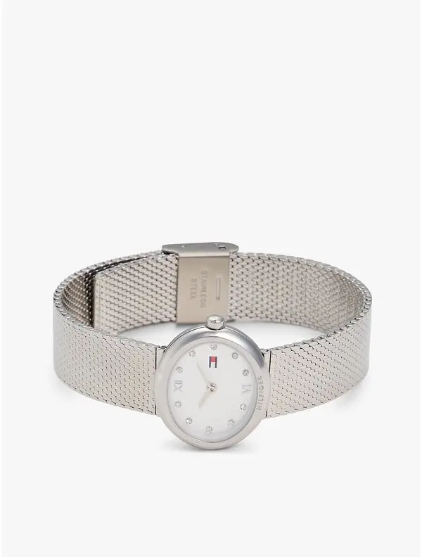 Tommy Hilfiger Oval Crystal Accent Mesh Watch