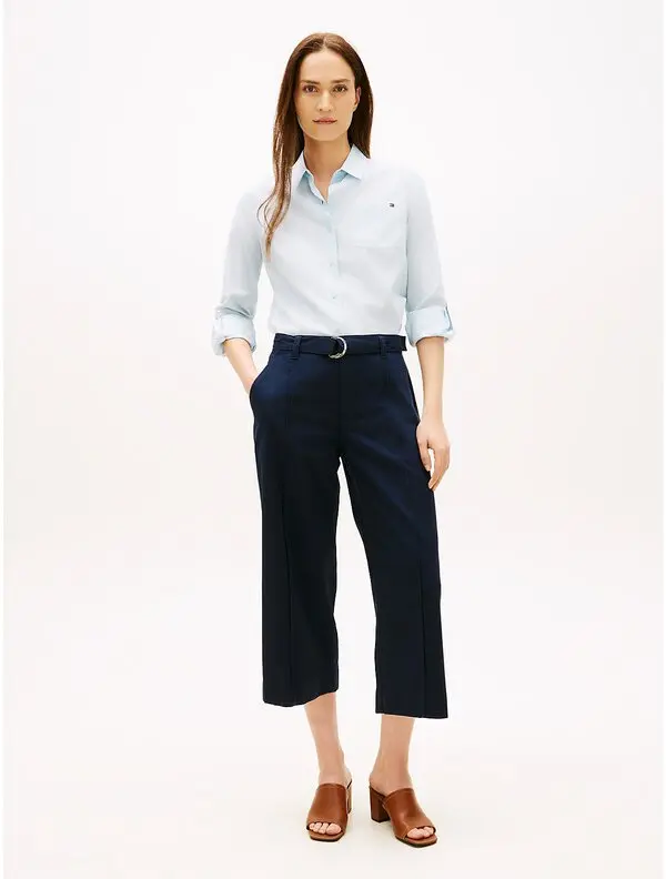 Tommy Hilfiger Belted Wide-leg Cropped Chinos