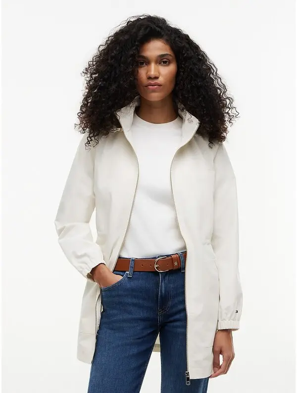 Tommy Hilfiger Hooded Longline Storm Jacket - Ivory