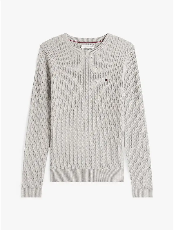 Tommy Hilfiger Cable Knit Crewneck Sweater - Grey