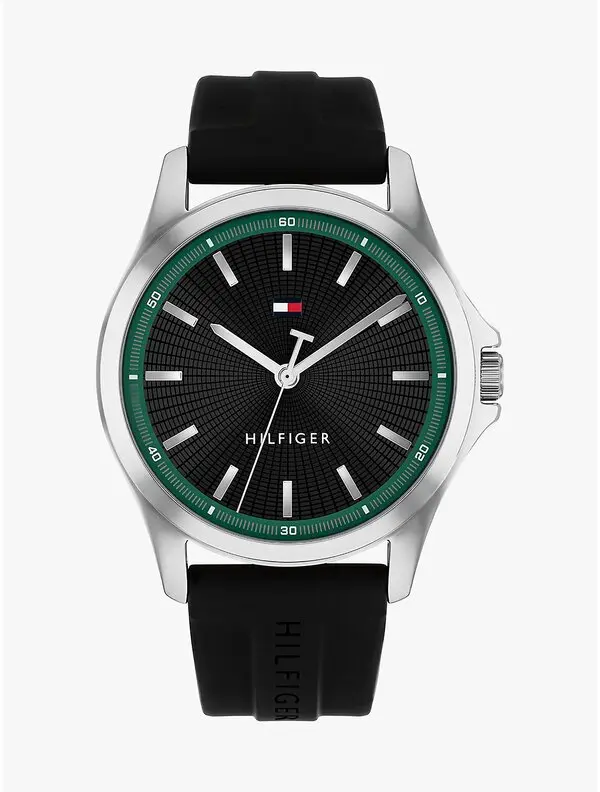 Tommy Hilfiger 43mm Silicone Strap Sport Watch - Black
