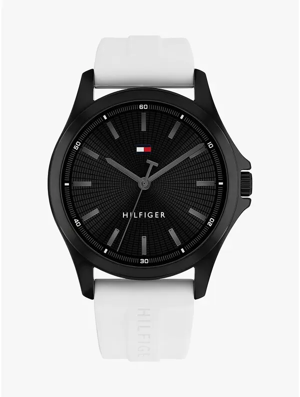 Tommy Hilfiger 43mm Silicone Strap Sport Watch - Black