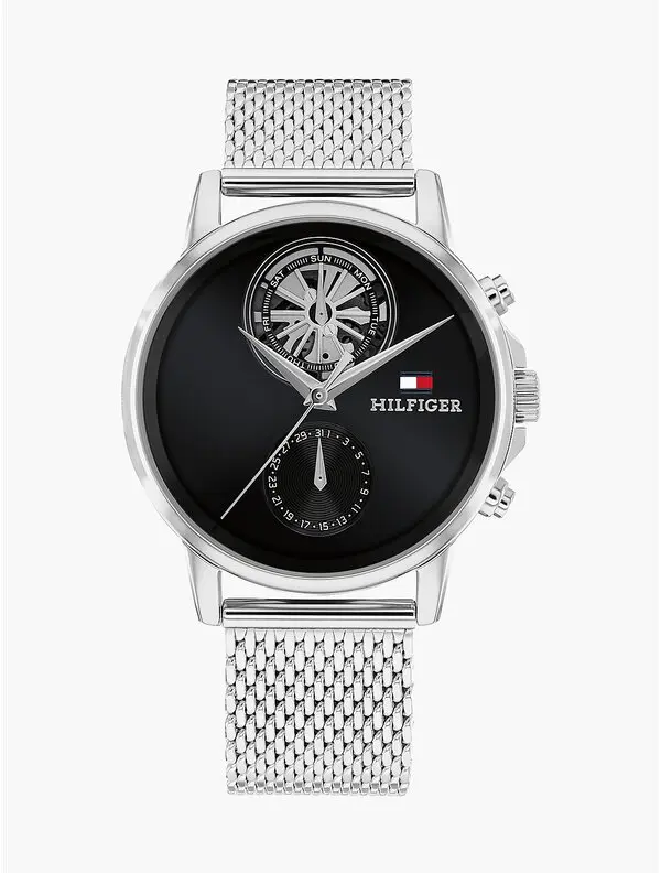 Tommy Hilfiger 40mm Mesh Strap Dress Watch - Black