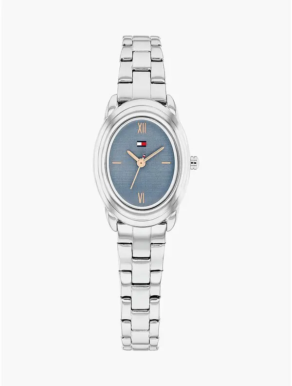 Tommy Hilfiger Textured Oval Dial Stainless Steel Watch - Blue