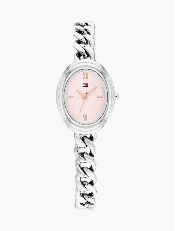Tommy Hilfiger Textured Oval Dial Chain Watch - Blush
