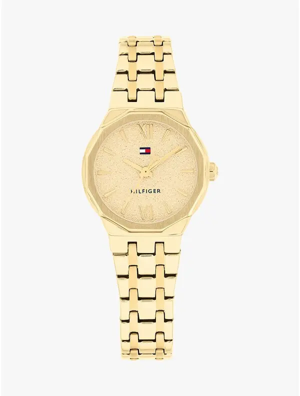 Tommy Hilfiger 25mm Shimmer Dial Dress Watch - Gold