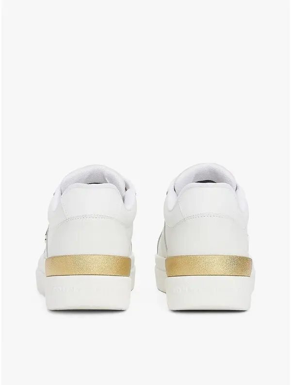 Tommy Hilfiger Leather Court Sneakers With Metallic Heel Detail