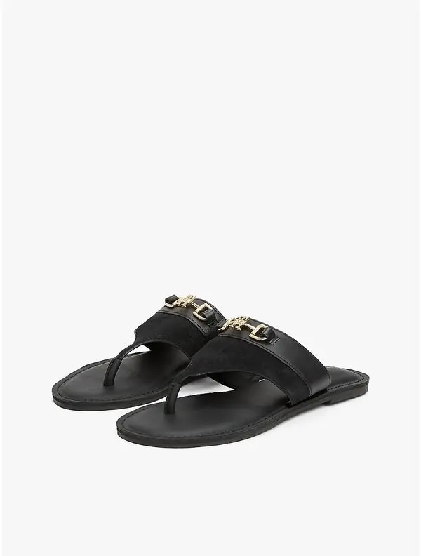 Tommy Hilfiger Monogram Horsebit Leather & Suede Sandal