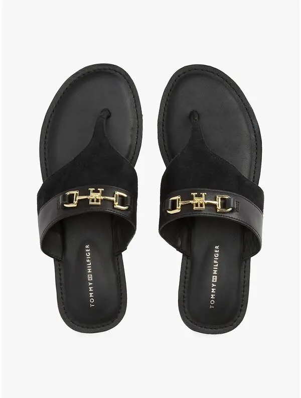 Tommy Hilfiger Monogram Horsebit Leather & Suede Sandal