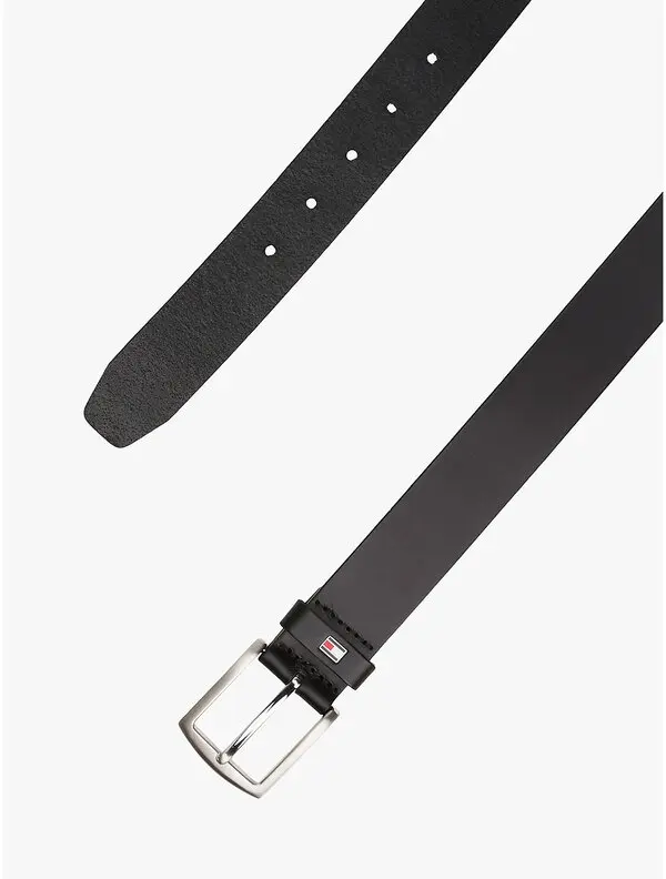 Tommy Hilfiger Leather Belt With Flag Logo Detail - Midnight