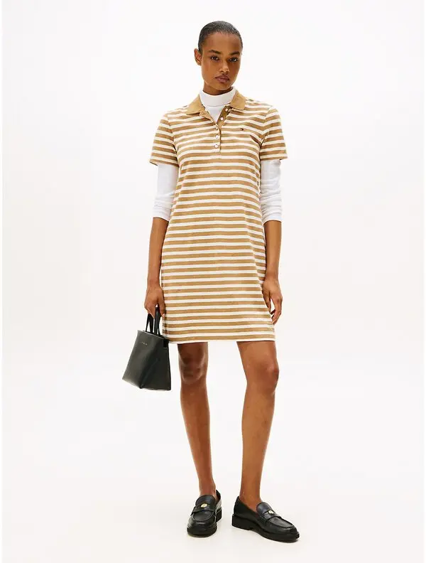 Tommy Hilfiger Striped Polo Dress - Brown
