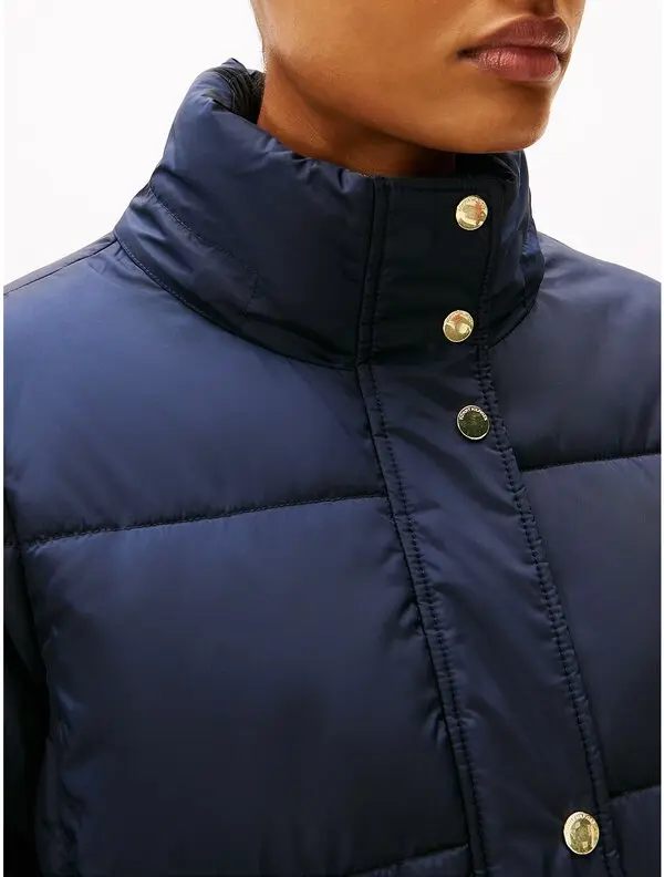 Tommy Hilfiger Quilted Hooded Puffer Coat With Faux Fur Trim