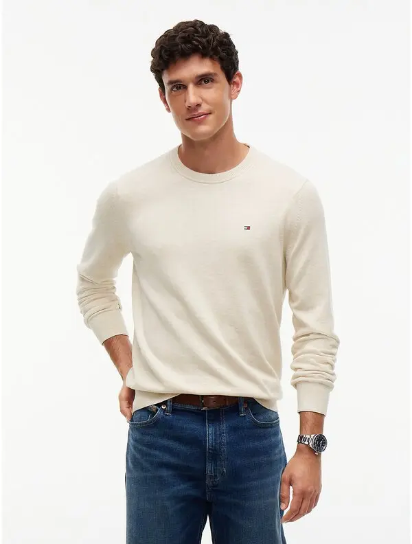 Tommy Hilfiger Classic Cotton Crewneck Sweater - Beige