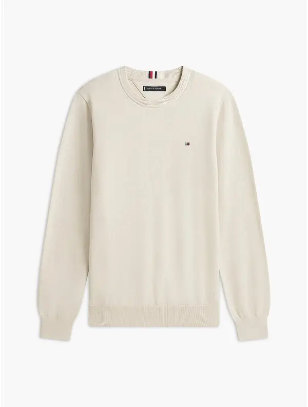 Tommy Hilfiger Classic Cotton Crewneck Sweater - Beige