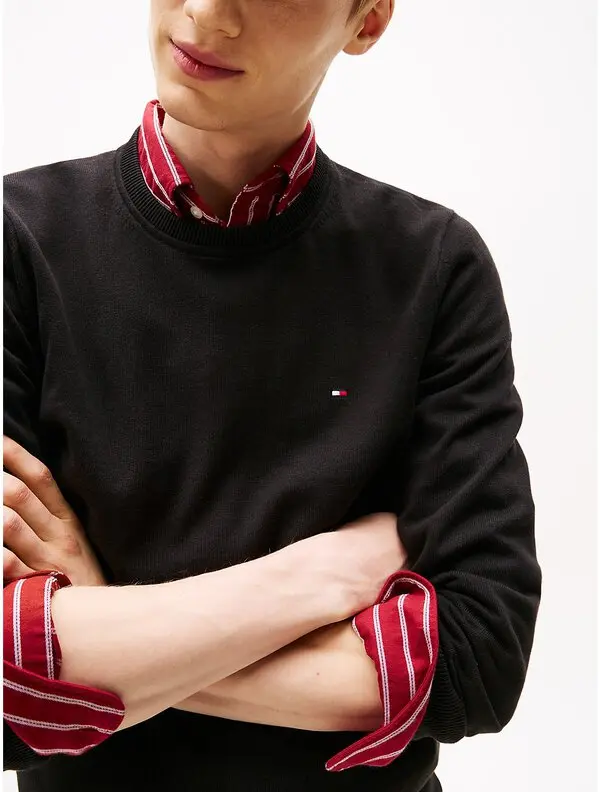 Tommy Hilfiger Classic Cotton Crewneck Sweater - Black