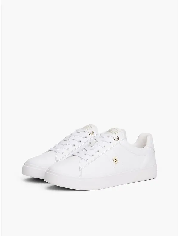 Tommy Hilfiger Monogram Heel Leather Court Sneaker