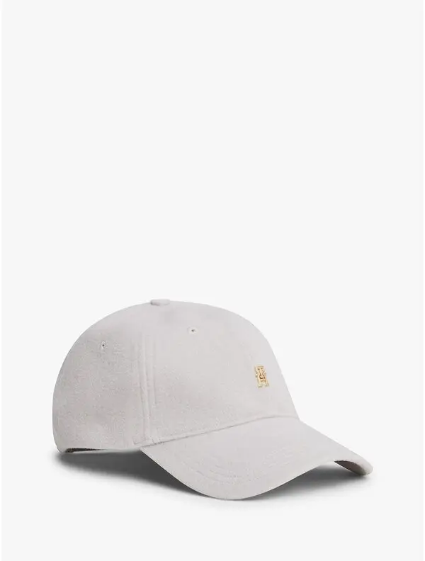 Tommy Hilfiger Monogram Logo Melton Wool Baseball Cap - Grey Whisper